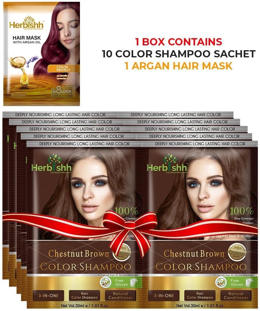 Chestnut Brown Hair Color Shampoo Sachet | Earthy color, Easy use ...