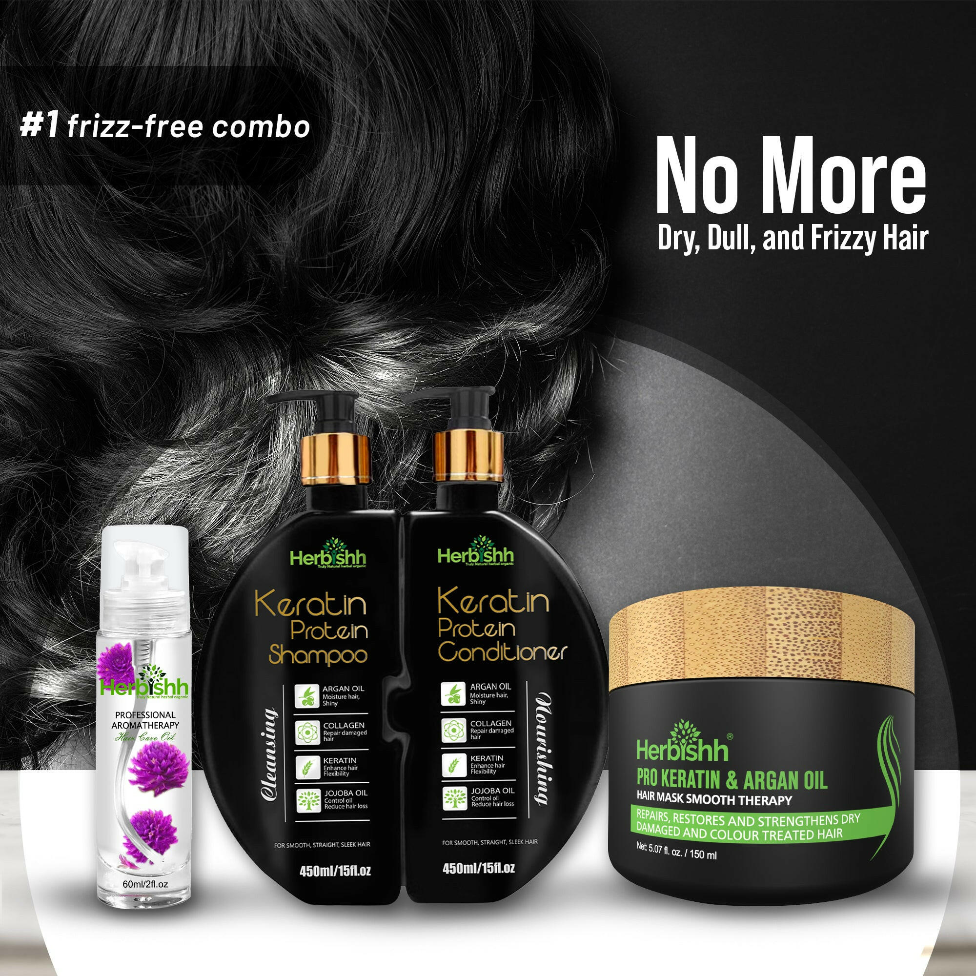 Frizz free hair combo| Shampoo & Conditioner Set + Hair Mask + Flower ...